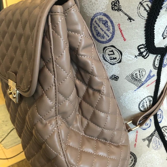 No Label | Bags | Taupe Quilted Mini Backpack | Poshmark